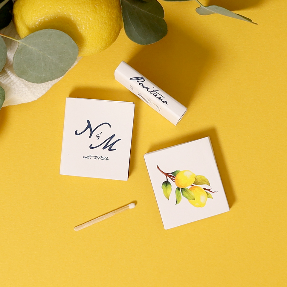 Classic Italian Wedding Lemon Custom Photo Matchbox | Square Box- Photo ...