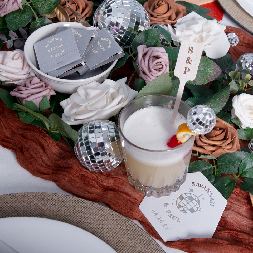 Retro Wedding Disco Ball Coaster | Hexagon Coaster | For Your Party