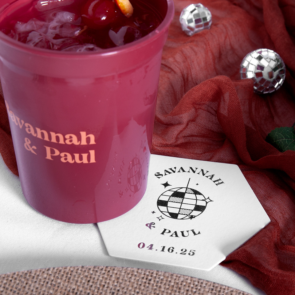 Retro Wedding Disco Ball Coaster | Hexagon Coaster | For Your Party