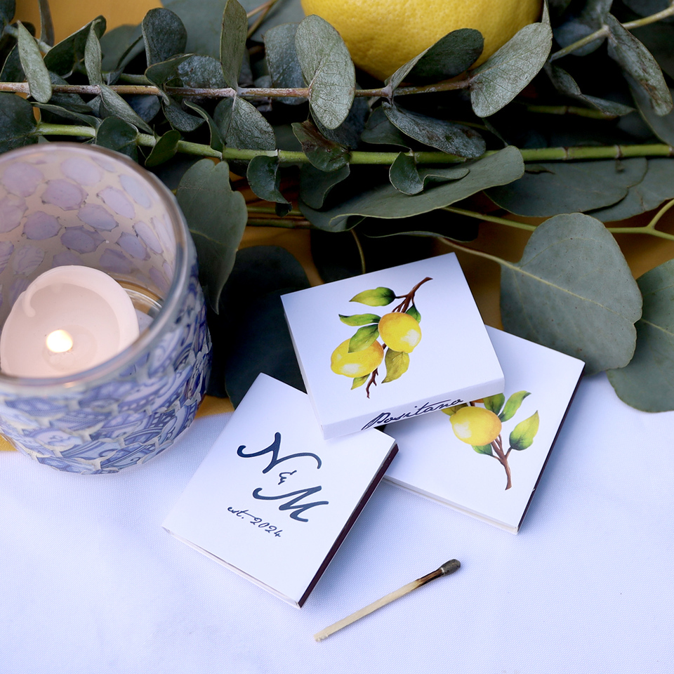 Classic Italian Wedding Lemon Custom Photo Matchbox | Square Box- Photo ...